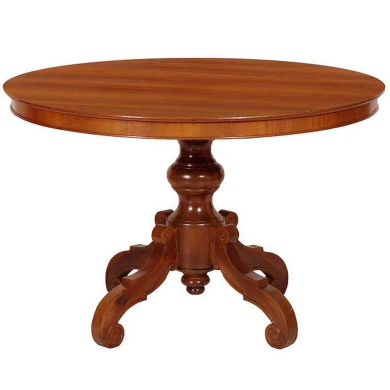 Early 20th Century Baroque Round Table, Hand-Carved Walnut, Walnut ...