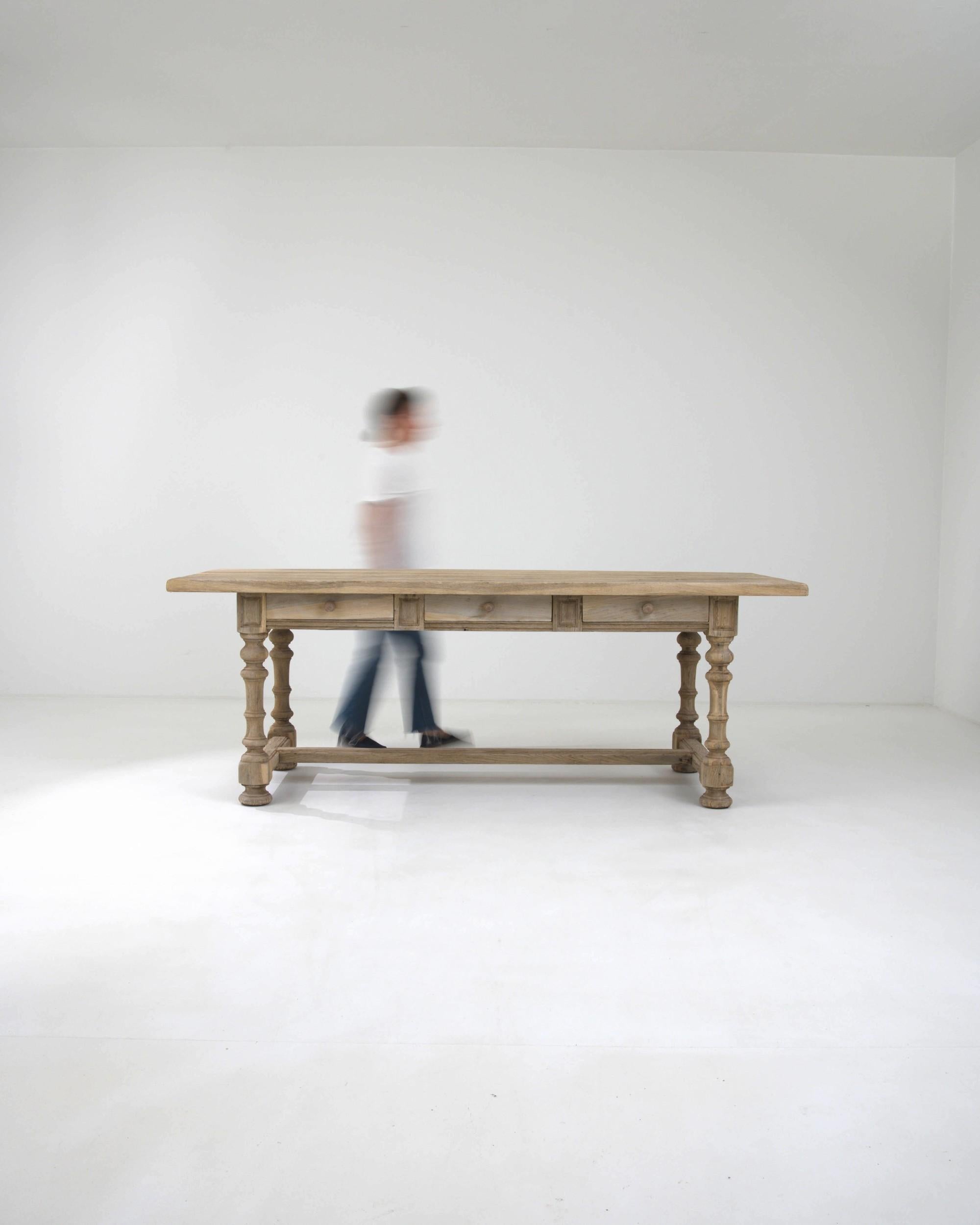Early 20th Century Belgian Oak Dining Table For Sale at 1stDibs