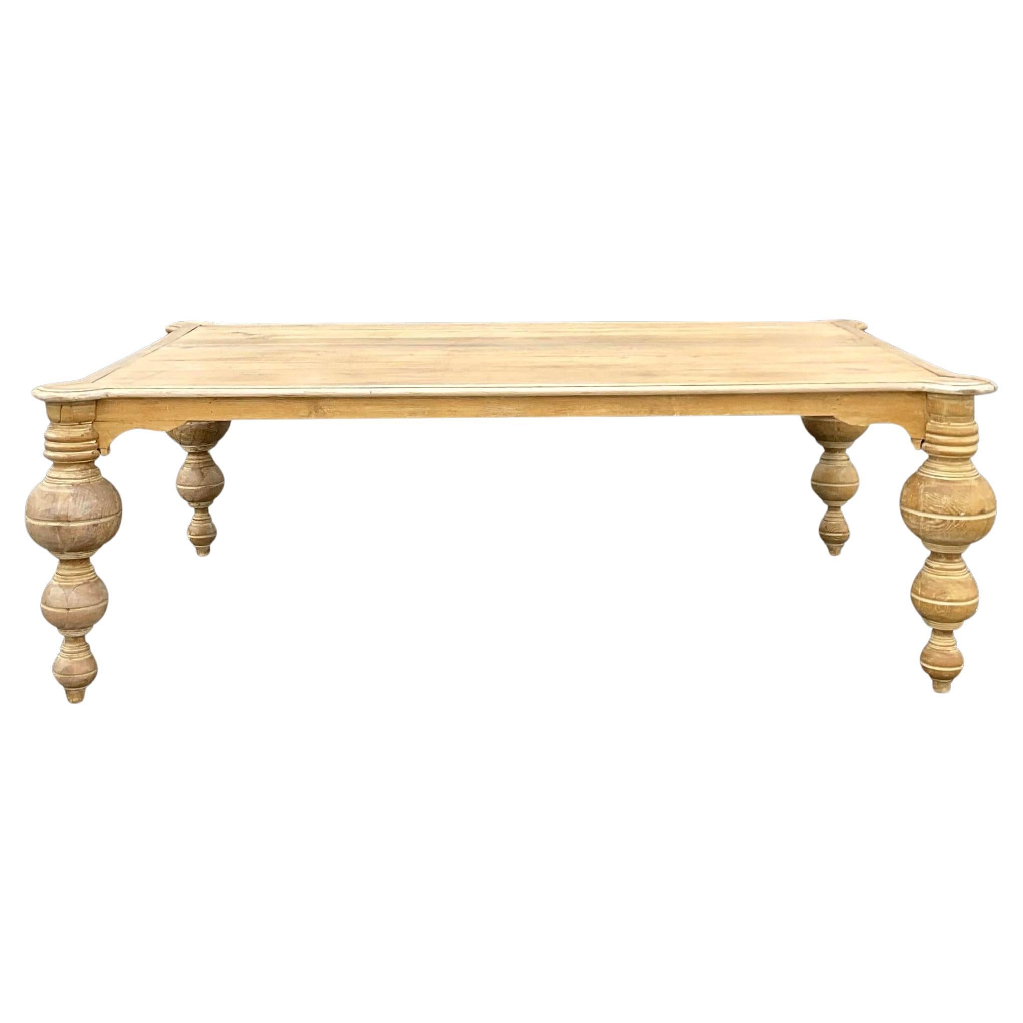 Early 20th Century Boho Monumental Turned Leg Farm Table For Sale at ...