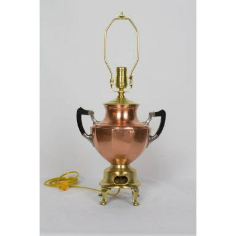 Early 20th Century Brass and Copper Samovar Lamp For Sale at 1stDibs
