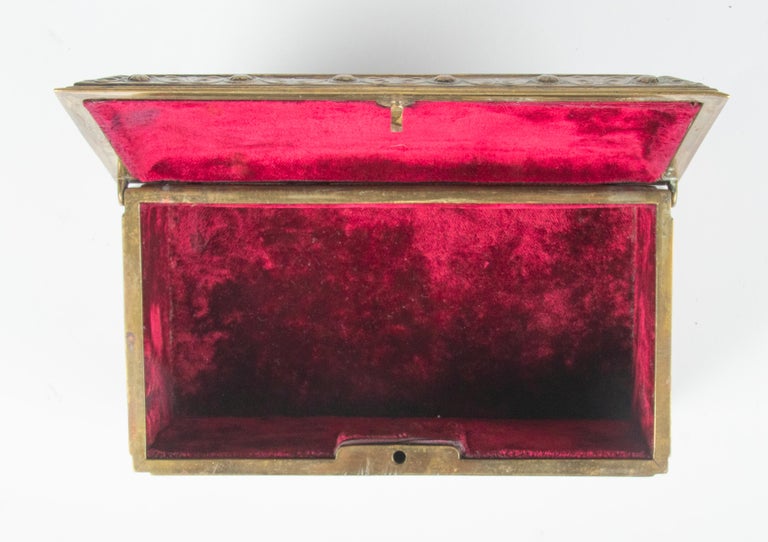Early 20th Century Brass Jewelry Box with Roman Empire Scenes at 1stDibs
