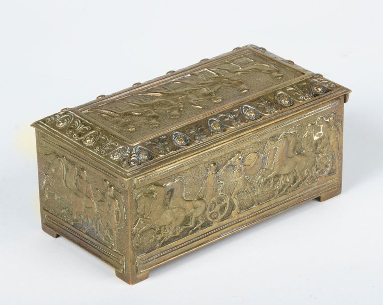 Early 20th Century Brass Jewelry Box with Roman Empire Scenes at 1stDibs