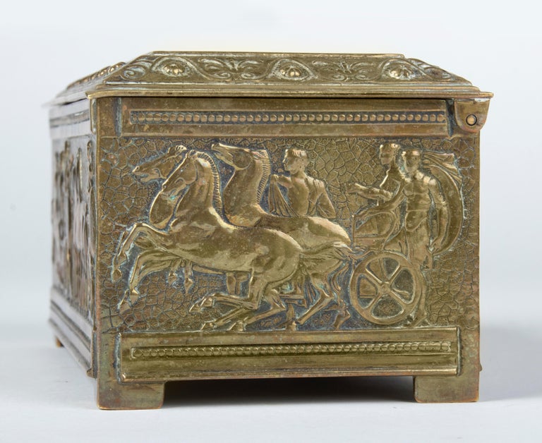Early 20th Century Brass Jewelry Box with Roman Empire Scenes at 1stDibs