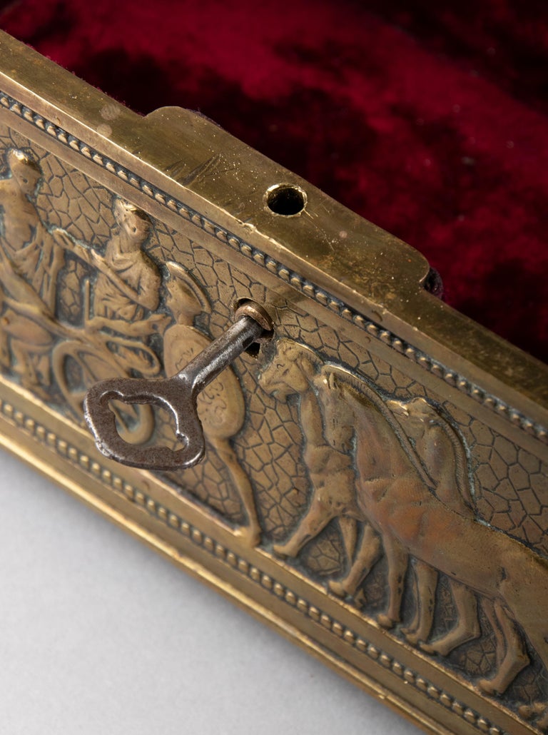 Early 20th Century Brass Jewelry Box with Roman Empire Scenes at 1stDibs