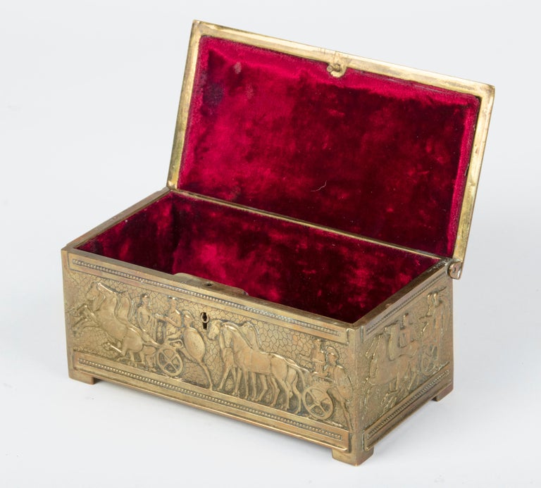 Early 20th Century Brass Jewelry Box with Roman Empire Scenes at 1stDibs