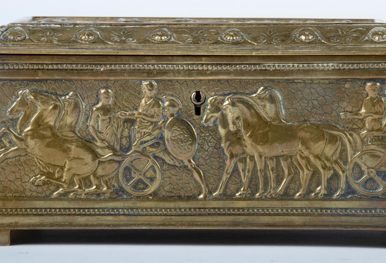 Early 20th Century Brass Jewelry Box with Roman Empire Scenes at 1stDibs
