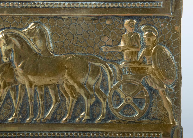 Early 20th Century Brass Jewelry Box with Roman Empire Scenes at 1stDibs