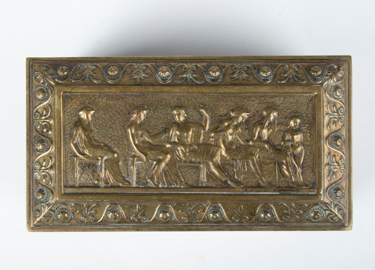 Early 20th Century Brass Jewelry Box with Roman Empire Scenes at 1stDibs