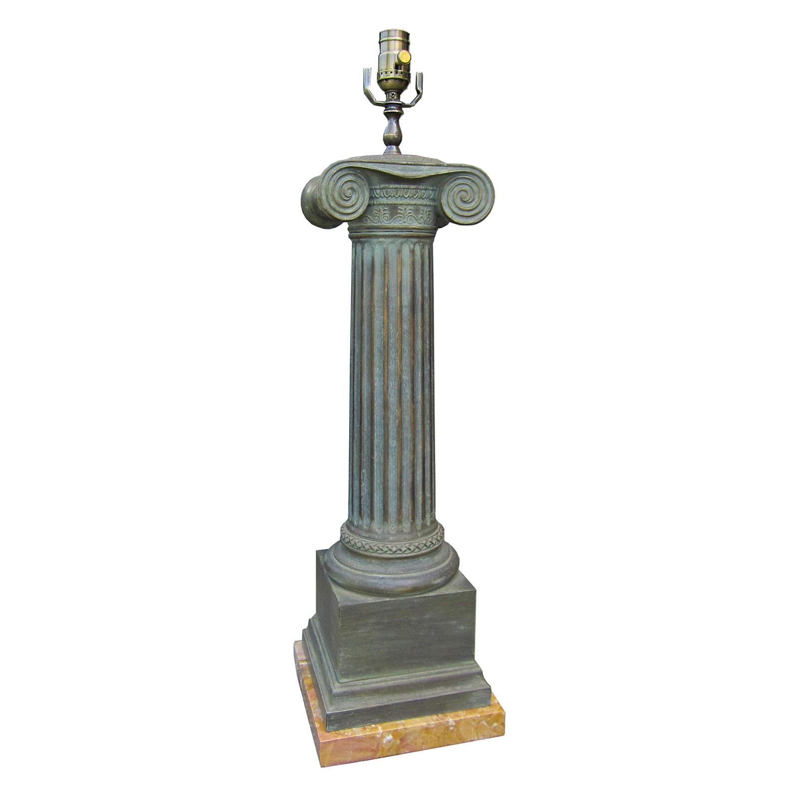 Early 20th Century Grand Tour Style Bronze Ionic Column Lamp, Siena ...