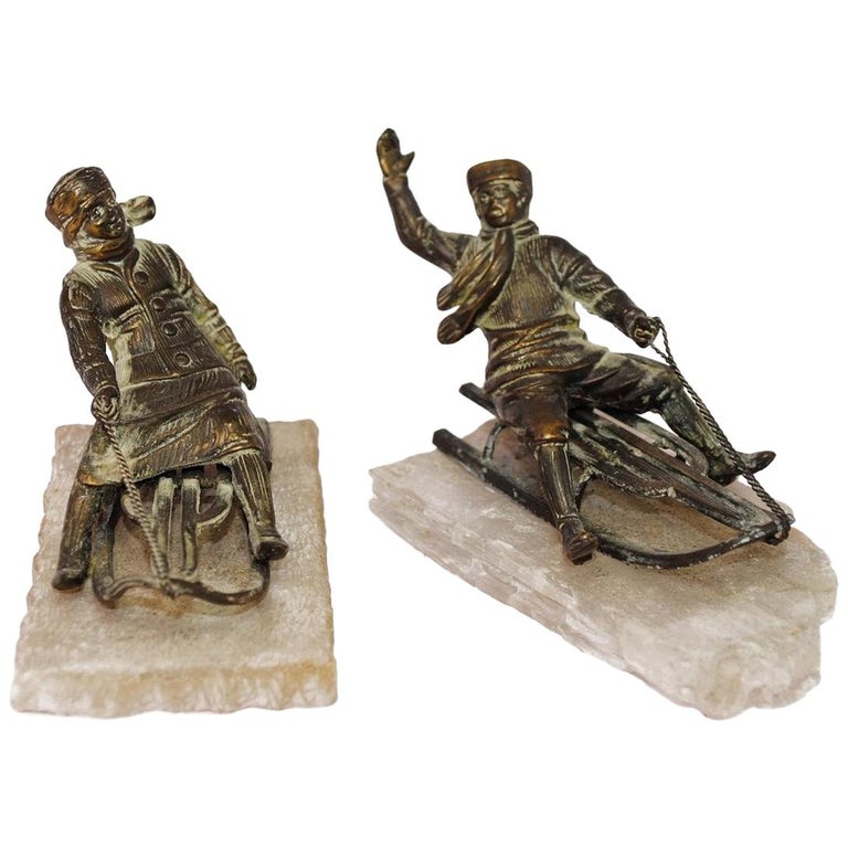 Early 20th Century Bronze Sporting Couple of Russian Luger at 1stDibs