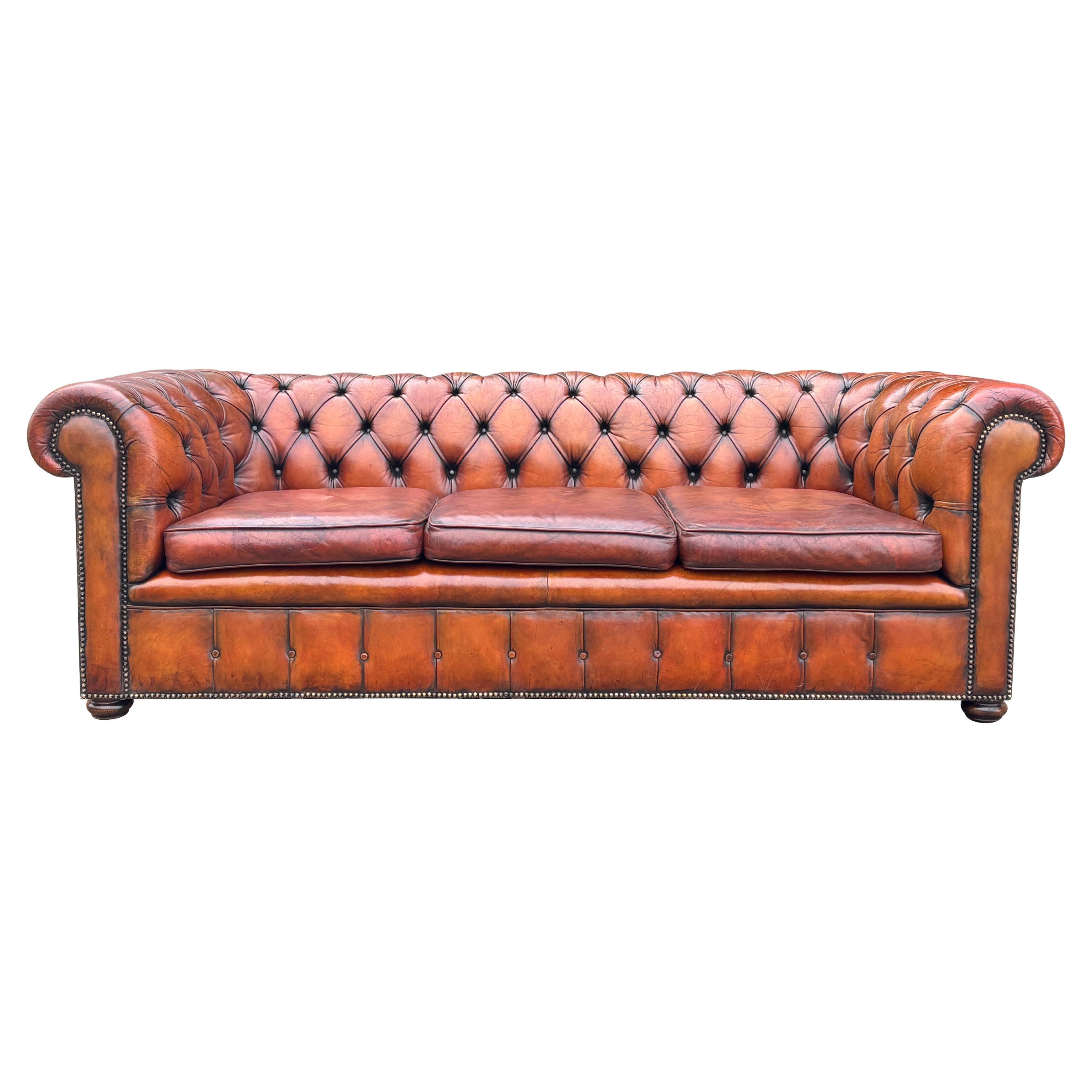 Small Restored Chesterfield Victorian Whisky Brown Leather Sofa For ...