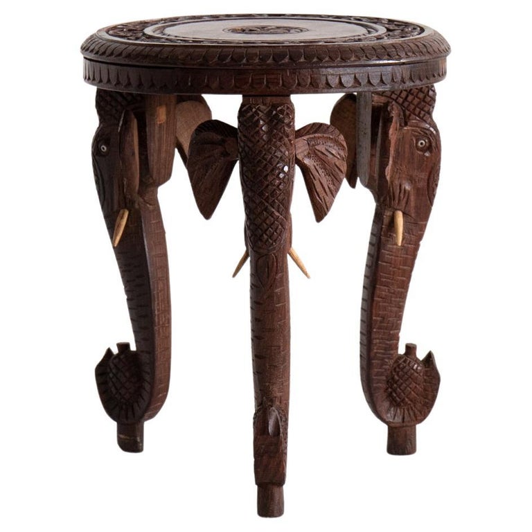 Early 20th Century Burmese Elephant Side Table For Sale at 1stDibs