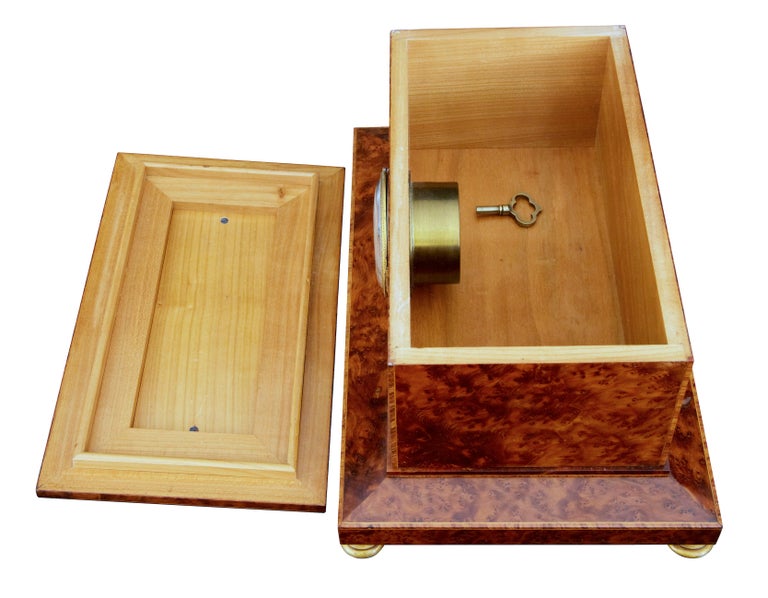Early 20th century burr yew cigar and clock box For Sale at 1stDibs