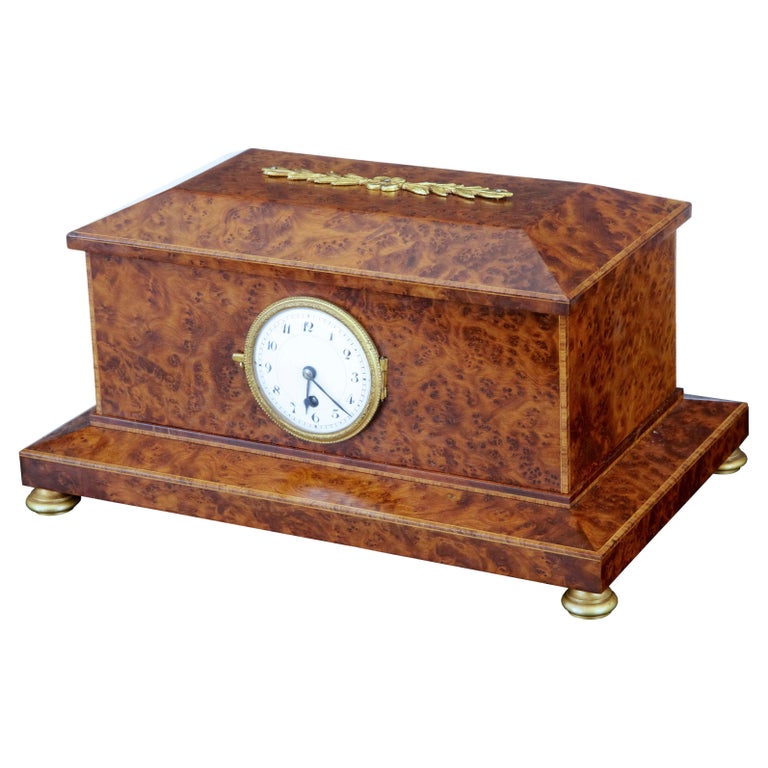 Early 20th century burr yew cigar and clock box For Sale at 1stDibs