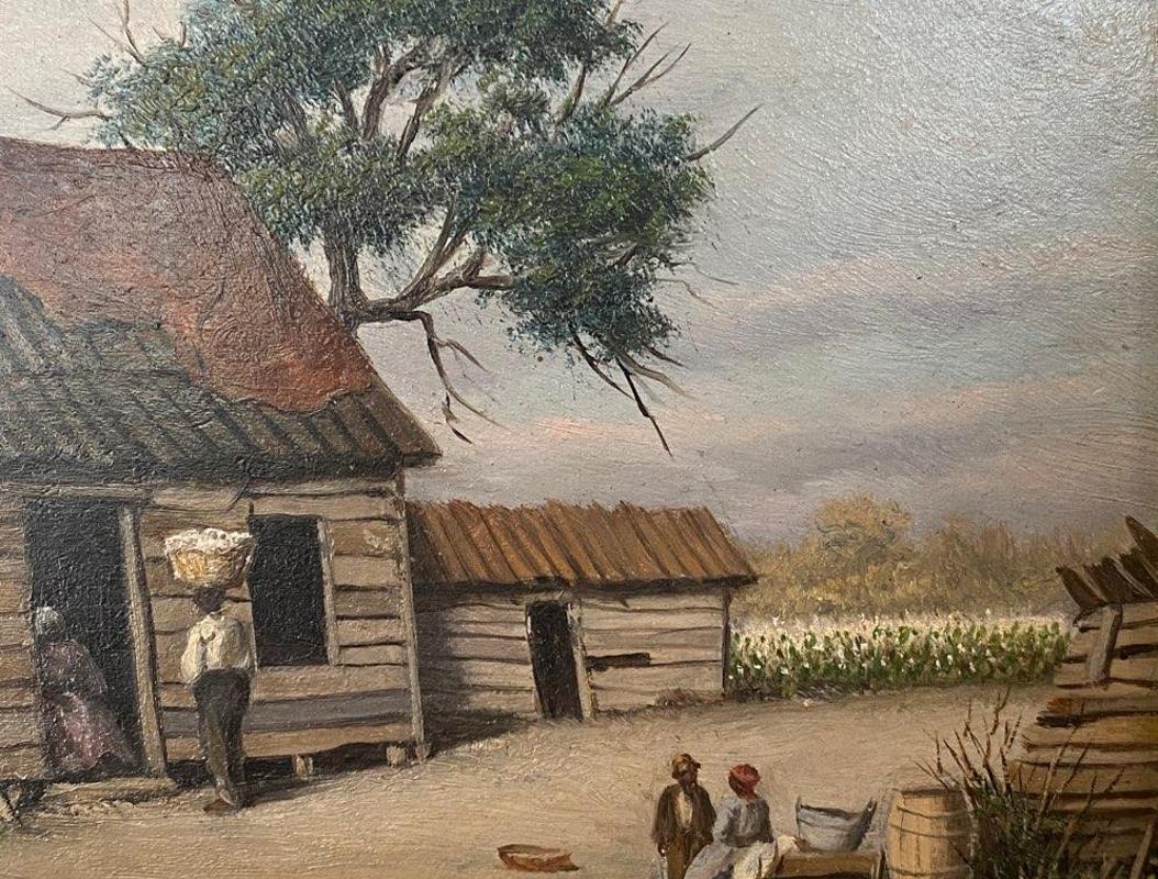 Early 20th Century Cabin Scene Oil on Board Painting by William Aiken ...