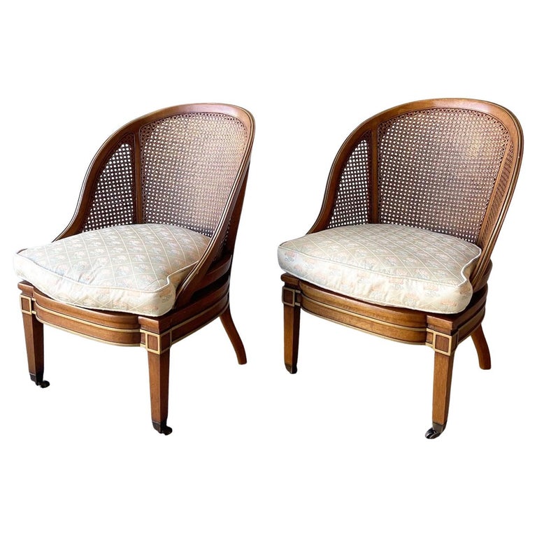 Early 20th Century, Cane Club Chairs on Casters For Sale at 1stDibs