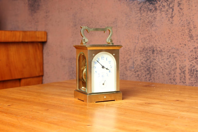 Early 20th Century Carriage, Travel Clock with Alarm, Signed Behrens ...