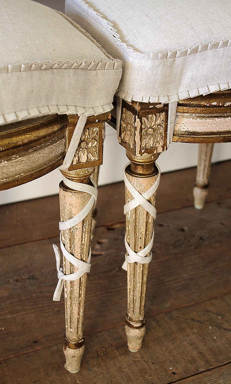 Early 20th Century Carved and Painted Louis XVI Style Cane Back Dining ...