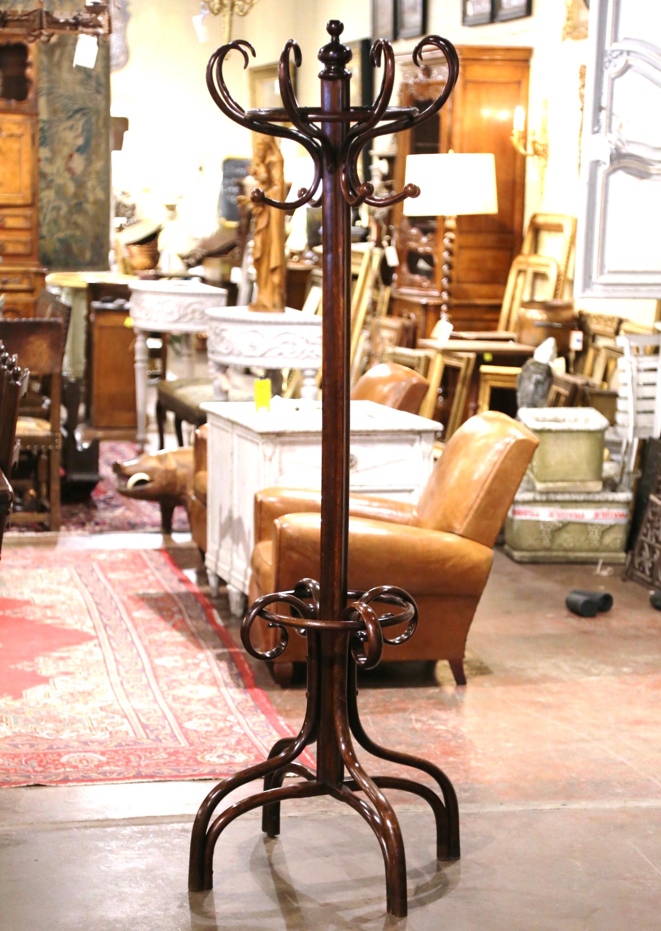 Early 20th Century Carved Bentwood Coat Rack Stand Thonet Style For ...