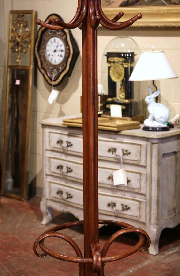 Early 20th Century Carved Bentwood Coat Stand with Umbrella Ring Thonet ...