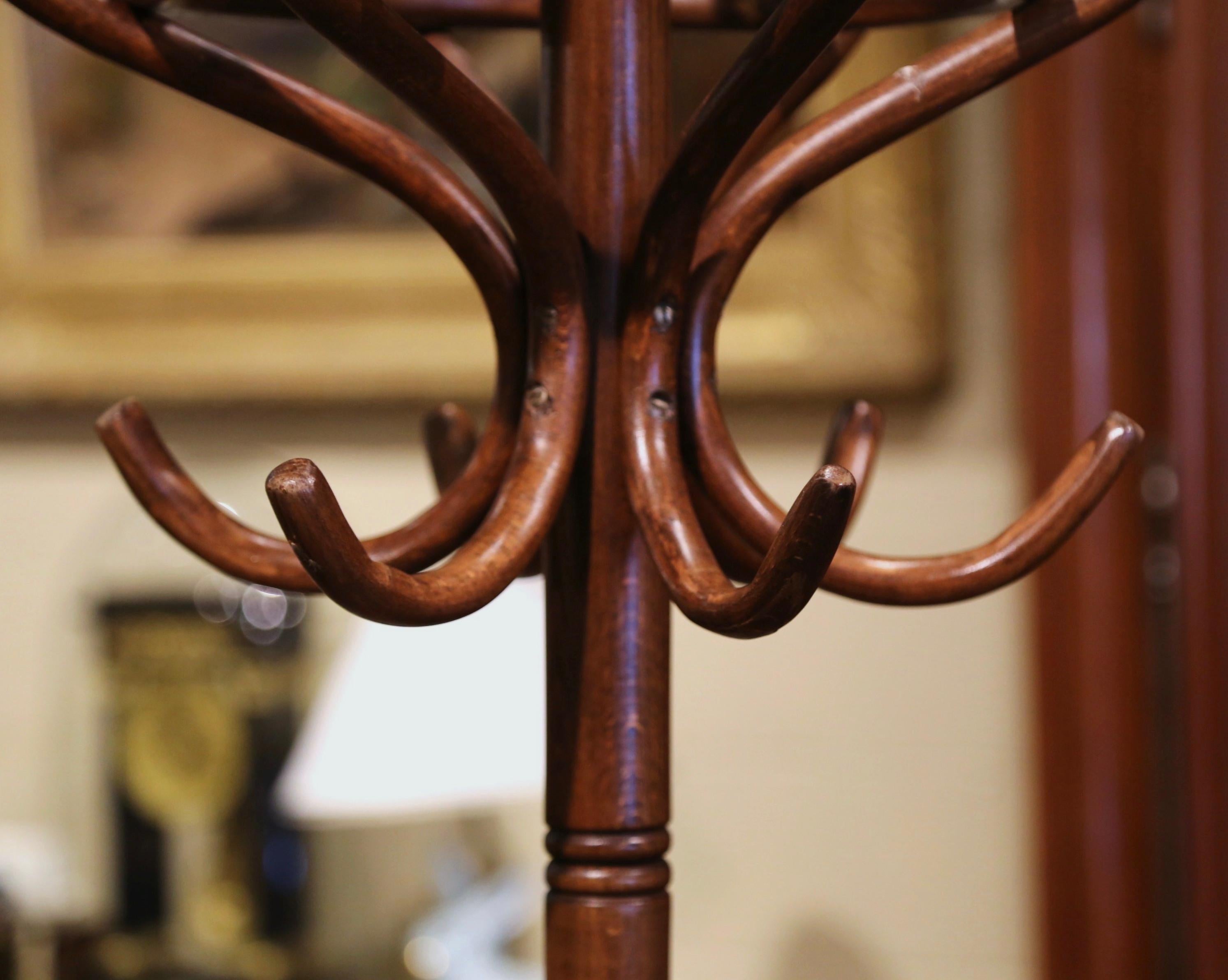 Early 20th Century Carved Bentwood Coat Stand with Umbrella Ring Thonet ...