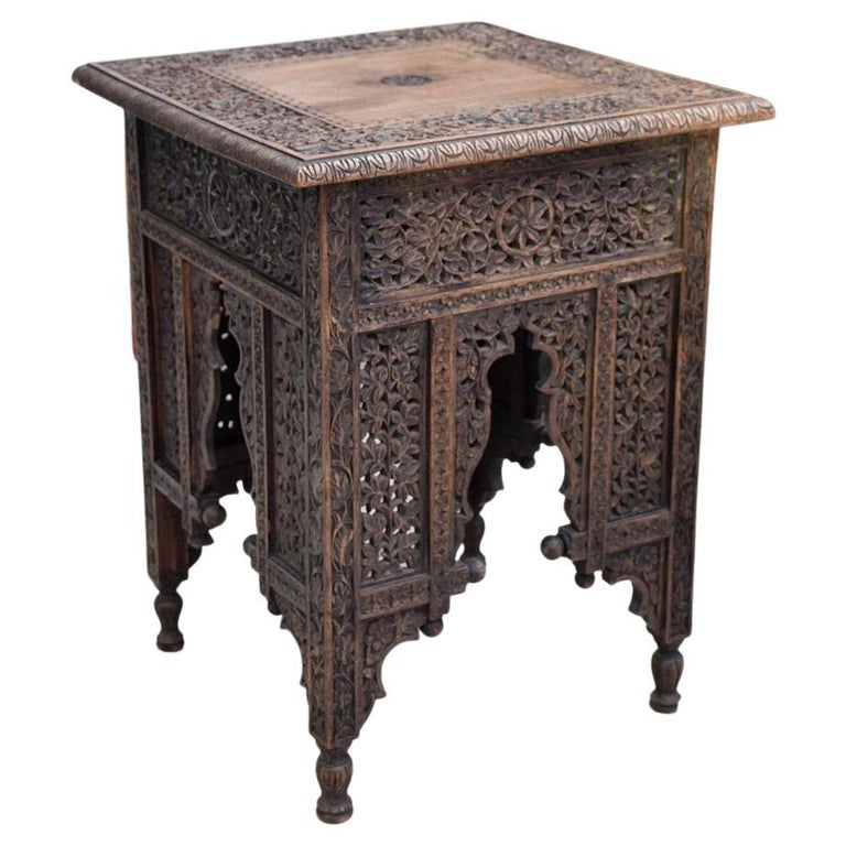 Early 20th Century Carved Indian Table For Sale at 1stDibs