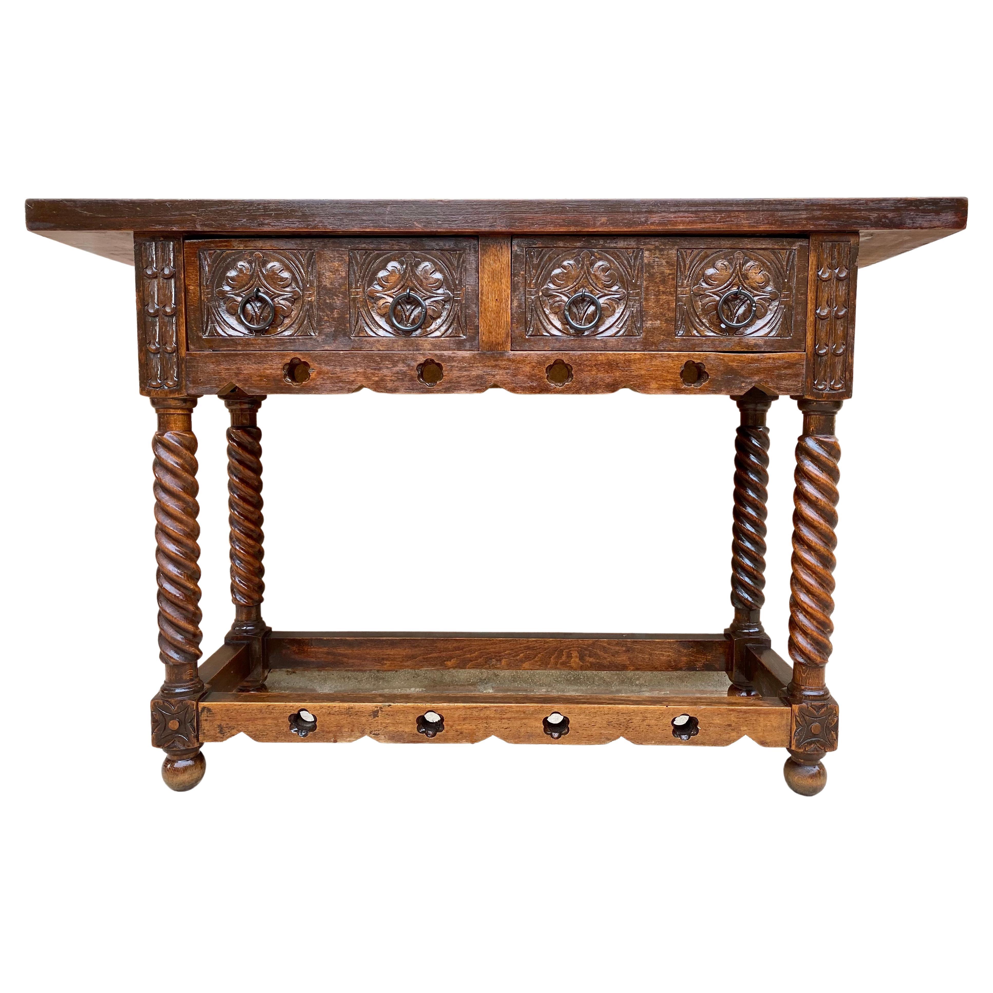 Early 19th Century Carved Walnut Wood Catalan Spanish Console Table at ...