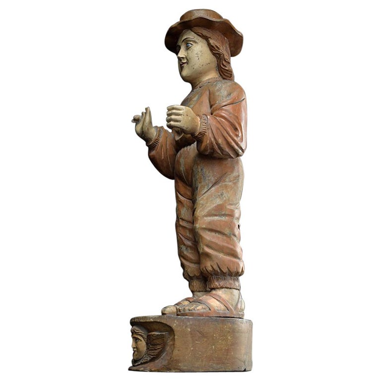 Early 20th Century Carved Wooden Figure of a Mormon For Sale at 1stDibs
