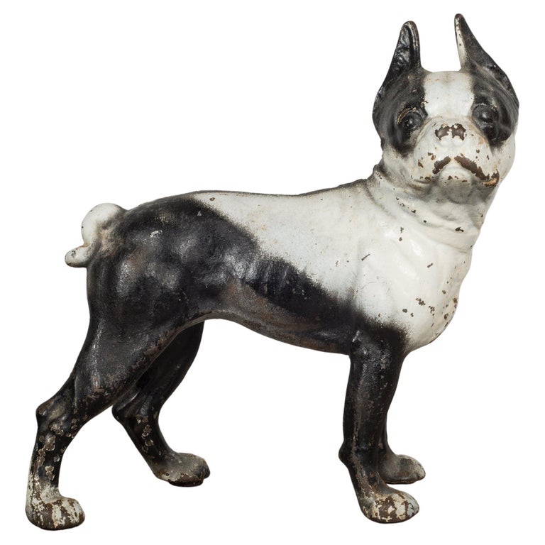 Early 20th Century Cast Iron Boston Terrier Doorstop by Hubley, circa ...