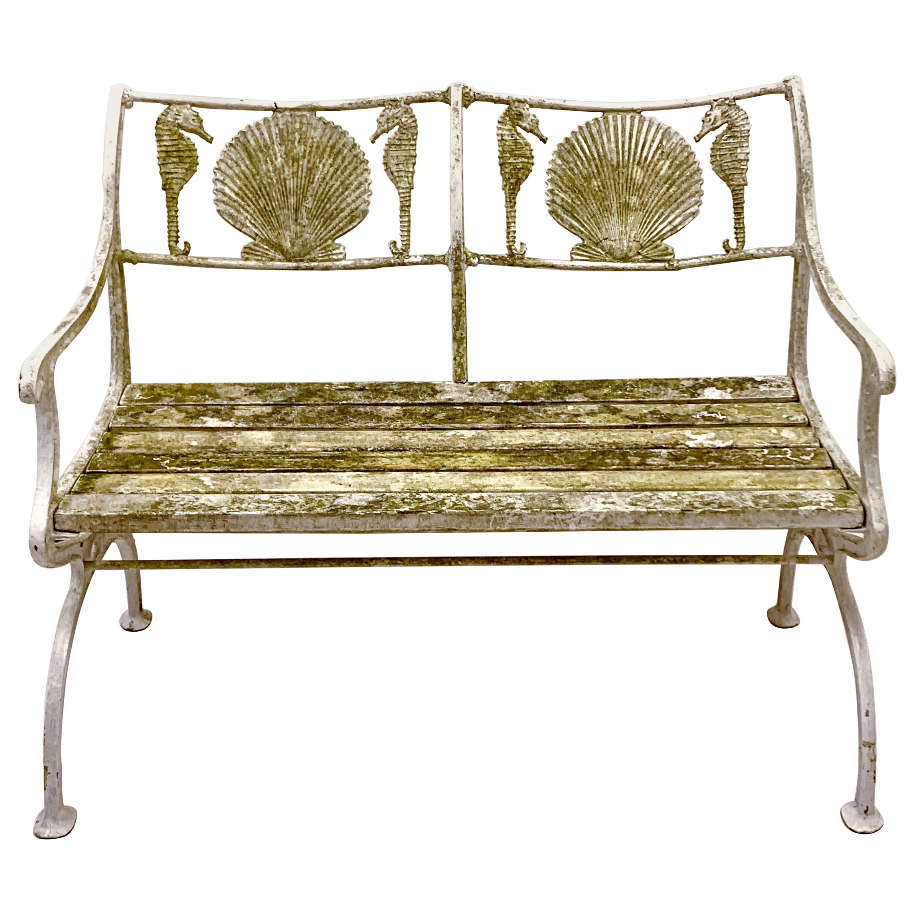 Early 20th Century Cast Iron Shell and Seahorse Form Bench by Marcy ...