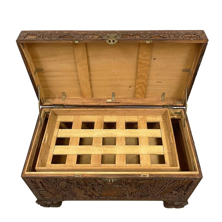 Early 20th Century Chinese Carved Camphor Wood Hope Chest For Sale at ...
