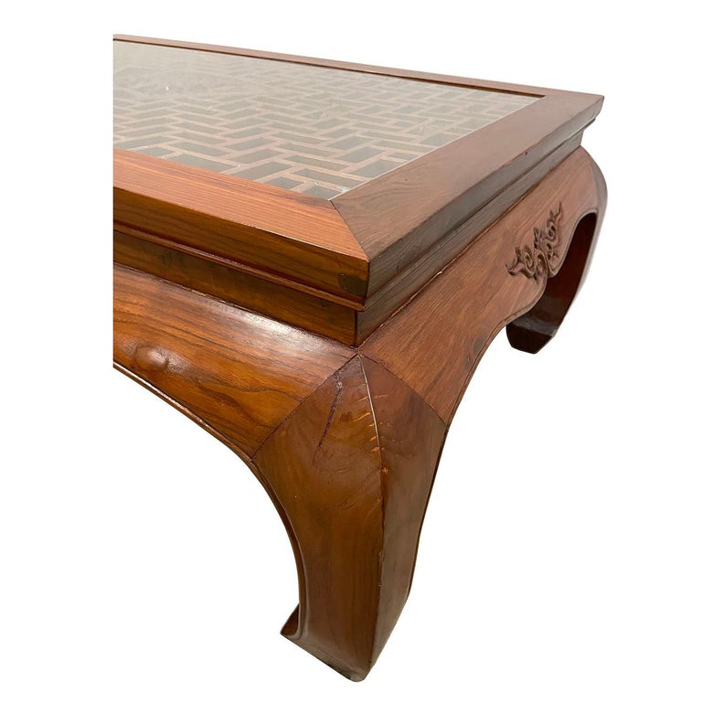 Early 20th Century Chinese Carved Wooden Coffee Table with Glass on Top ...