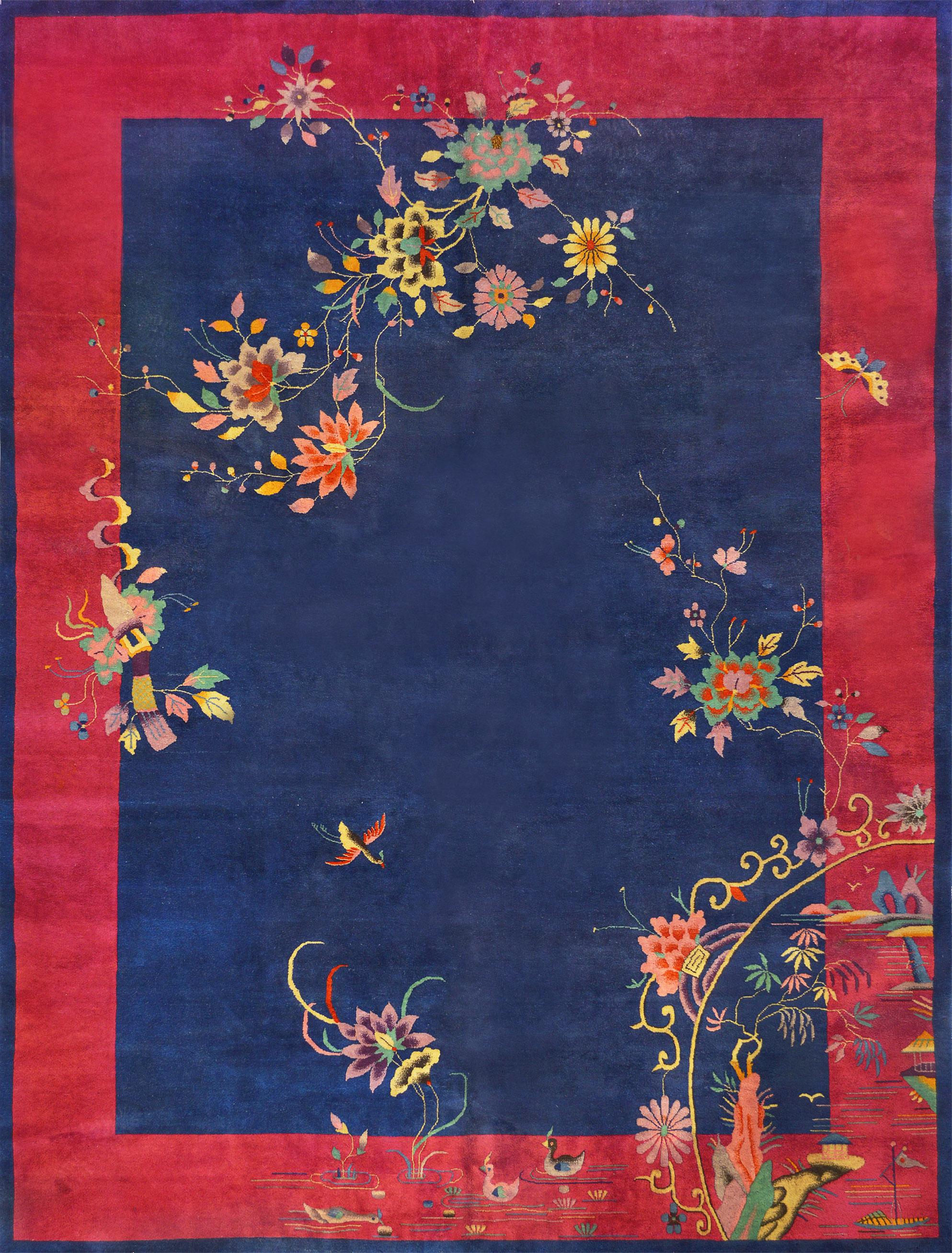 Early 20th Century Hand-Woven Chinese Deco Rug For Sale at 1stDibs
