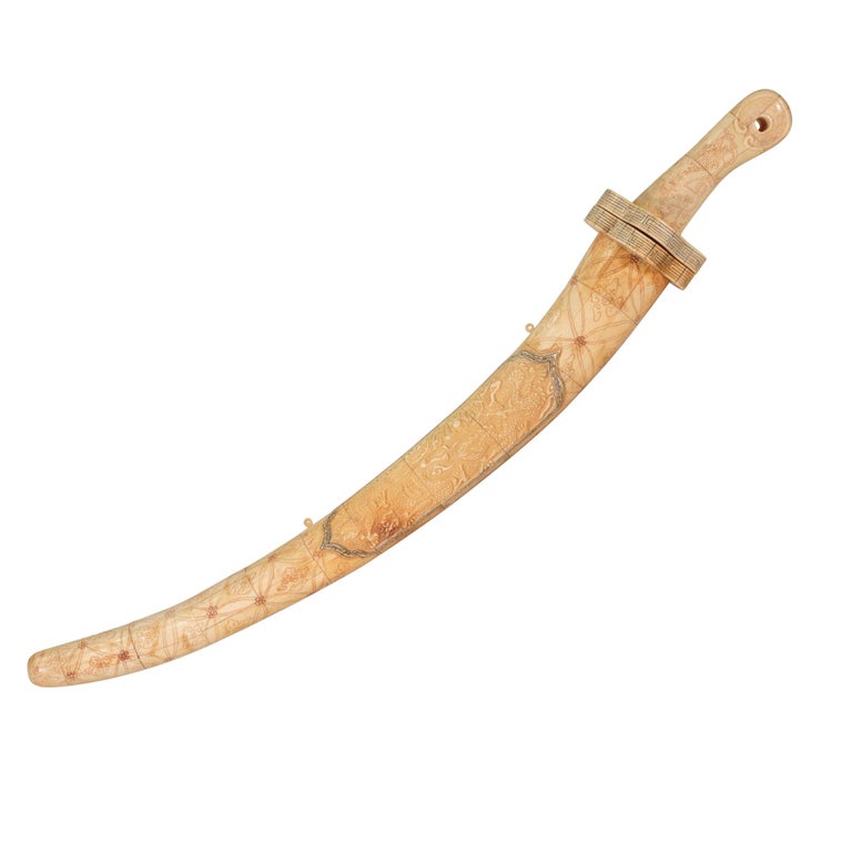 Early 20th Century Chinese Engraved Bone Sword For Sale at 1stDibs