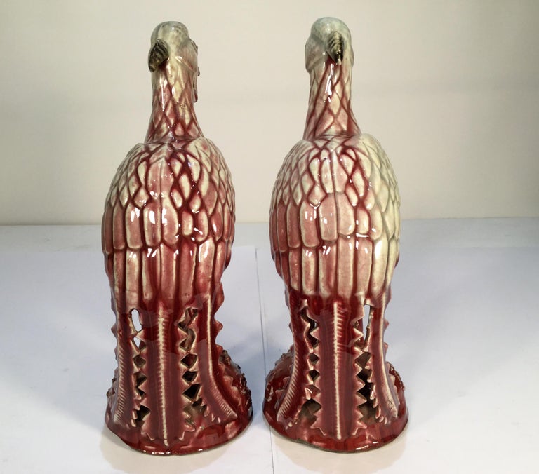Early 20th Century Chinese Export Pair of Ceramic Ho Ho Birds at 1stDibs