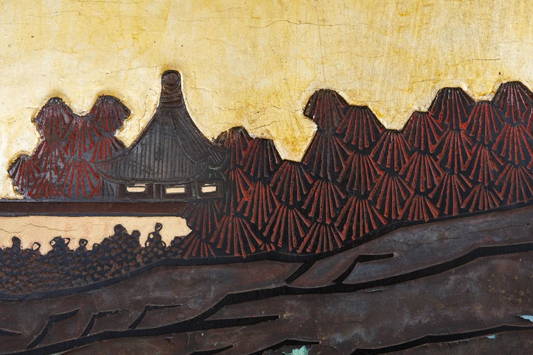 20th Century Chinese Export Six Panel Gold Leaf Coromandel Screen For ...