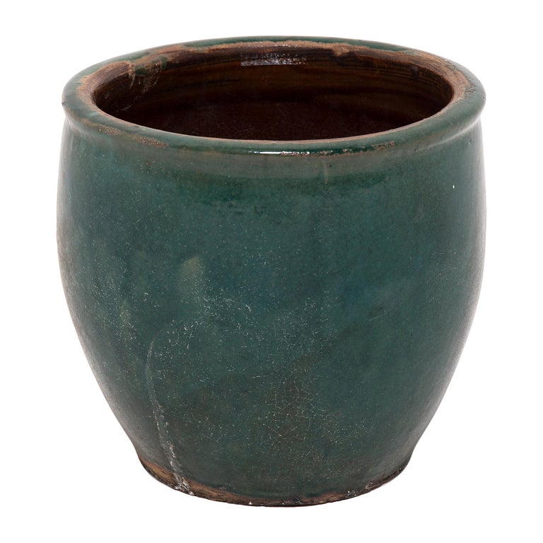 Early 20th Century Chinese Green Glazed Pickling Pot at 1stDibs