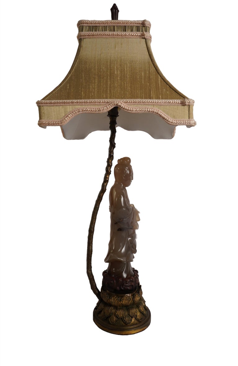 Early 20th Century Chinese Guanyin Jade Lamp at 1stDibs