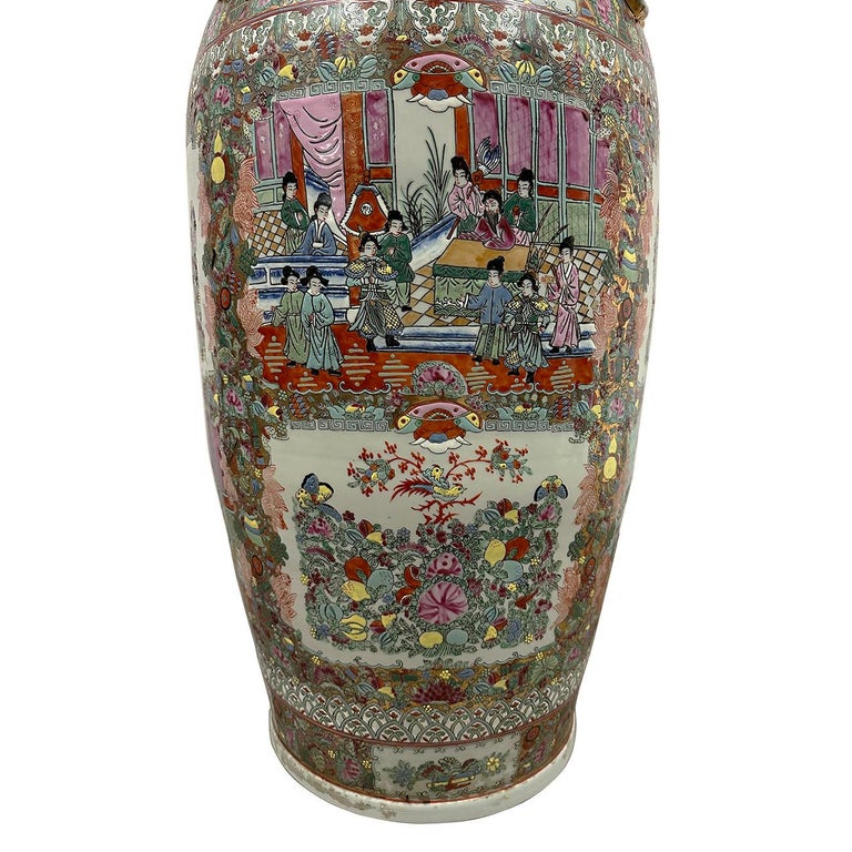 Early 20th Century Chinese Hand Painted Rose Medallion Temple Vase For ...