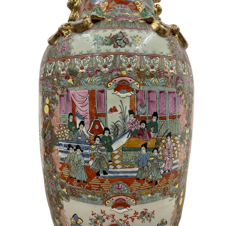 Early 20th Century Chinese Hand Painted Rose Medallion Temple Vase For ...