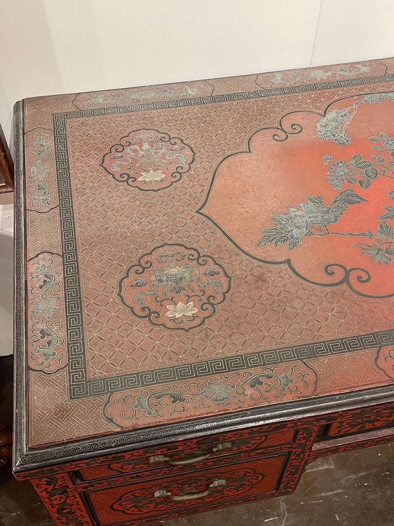 Early 20th Century Chinese Red and Black Lacquered Writing Desk For ...