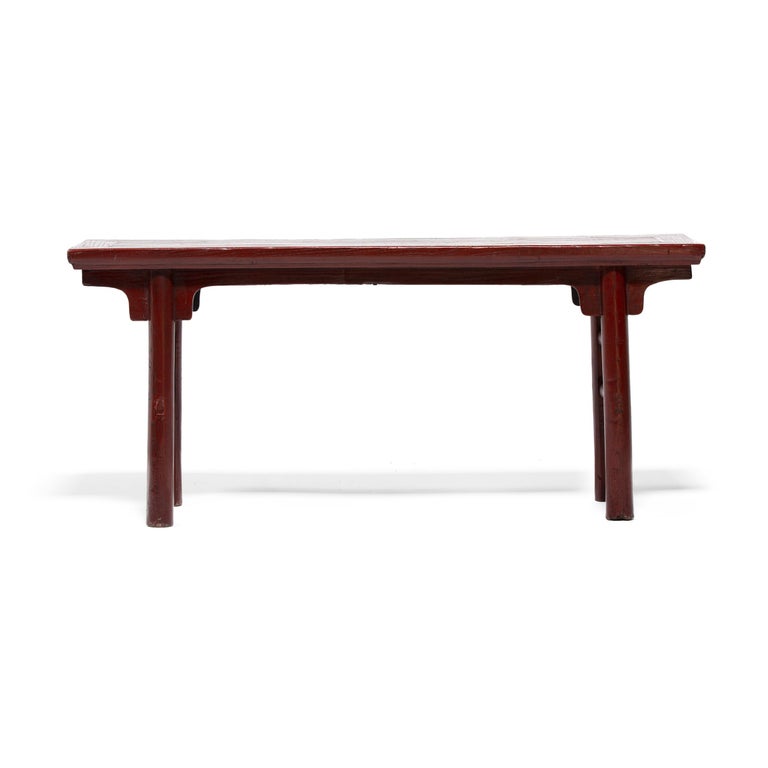 Early 20th Century Chinese Red Lacquer Gate Bench at 1stDibs