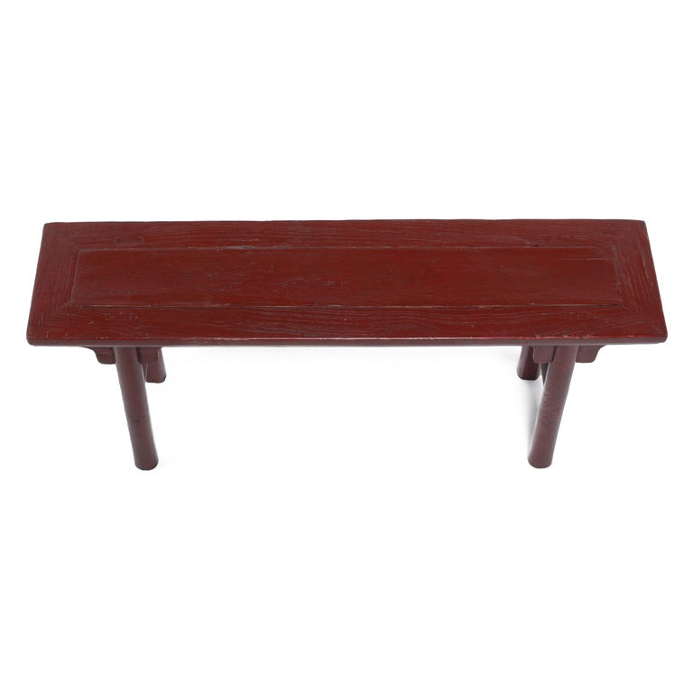 Early 20th Century Chinese Red Lacquer Gate Bench at 1stDibs