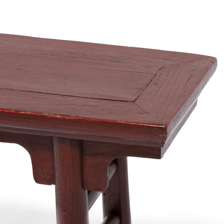 Early 20th Century Chinese Red Lacquer Gate Bench at 1stDibs