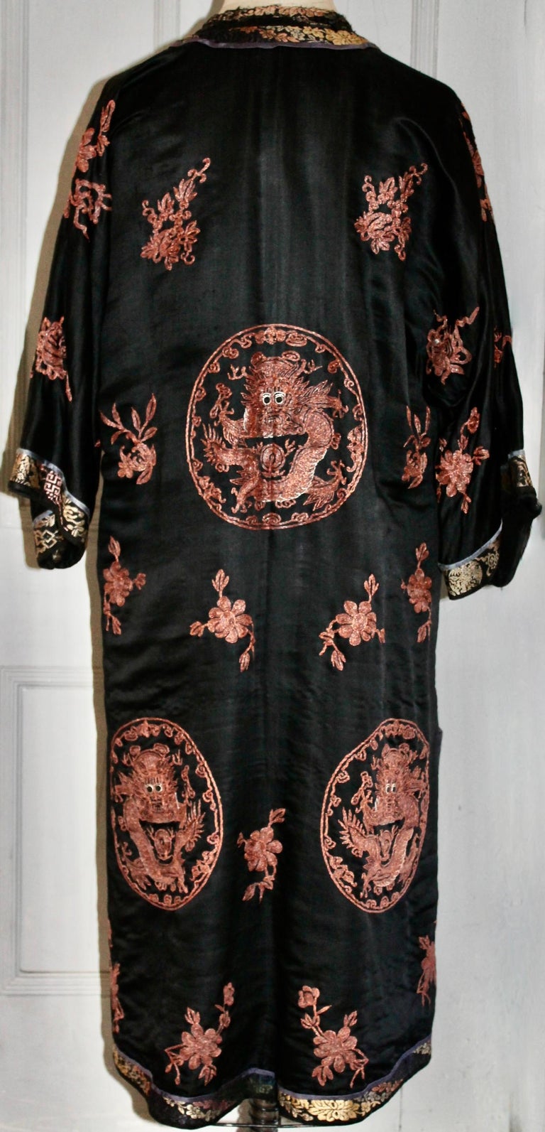 Early 20th Century Chinese Robe with Metallic Dragon Embroidery For ...