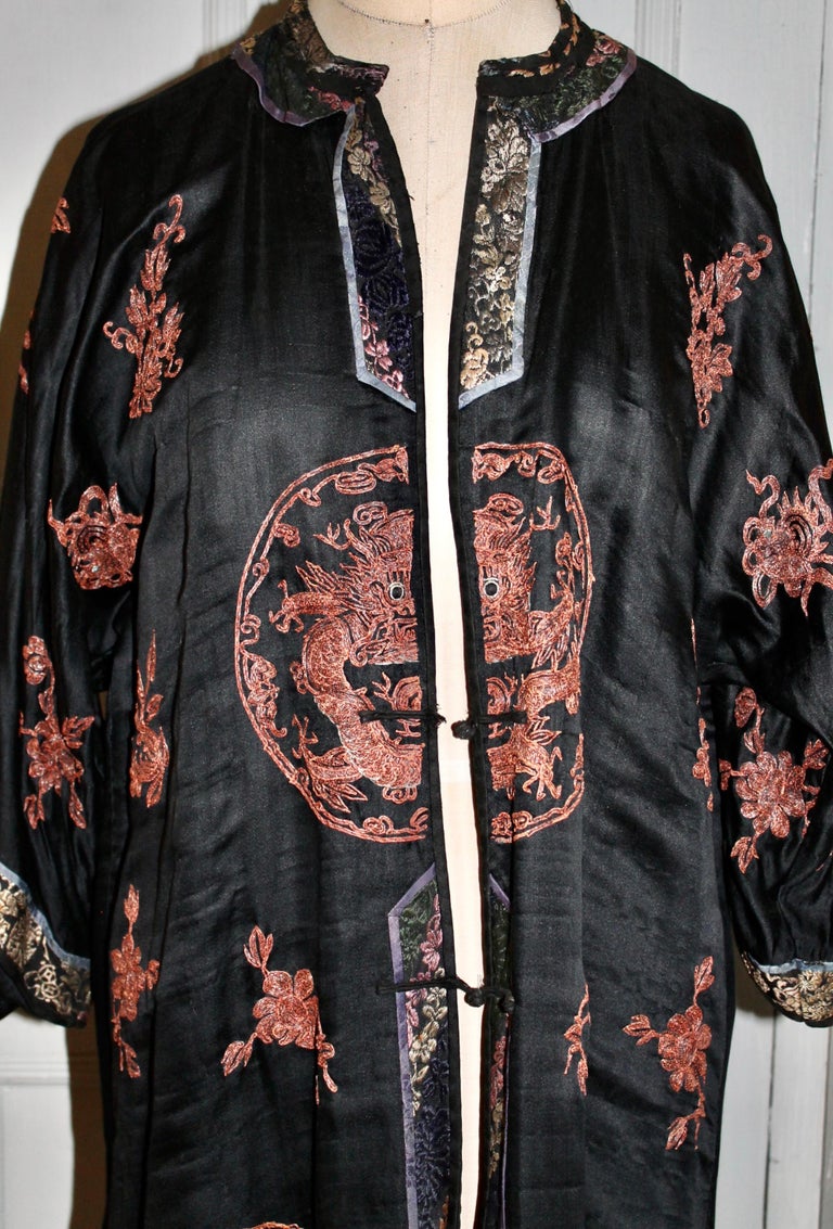 Early 20th Century Chinese Robe with Metallic Dragon Embroidery For ...