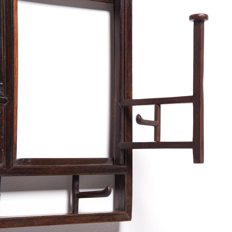 Chinese Wall-Mounted Hat Rack with Mirror, c. 1900 at 1stDibs