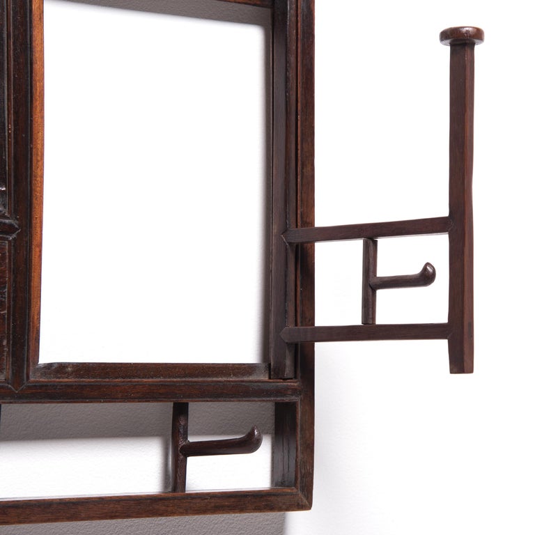 Chinese Wall-Mounted Hat Rack with Mirror, c. 1900 at 1stDibs