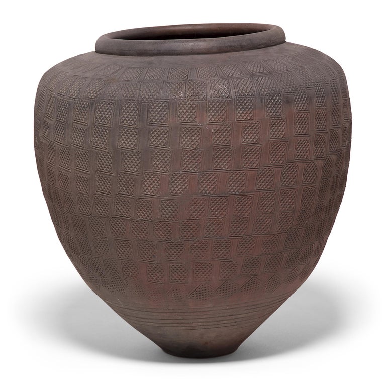 Early 20th Century Chinese Stamped Clay Pickling Pot at 1stDibs