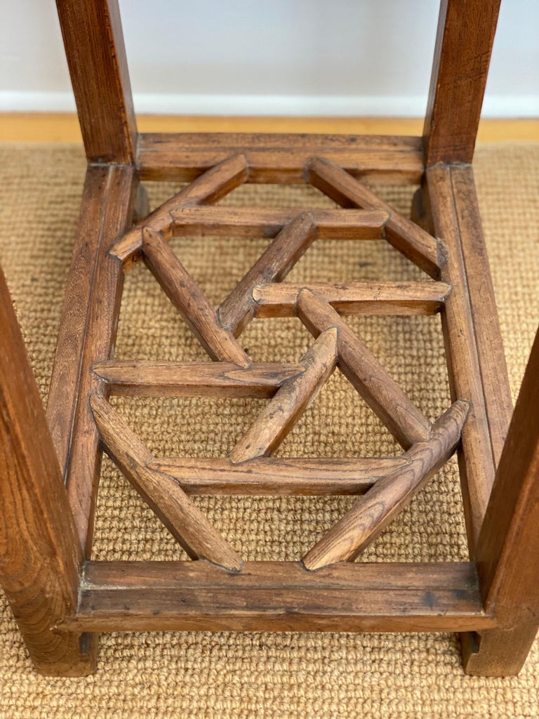 Early 20th Century Chinese Tall Hardwood End Table with Fretwork For ...